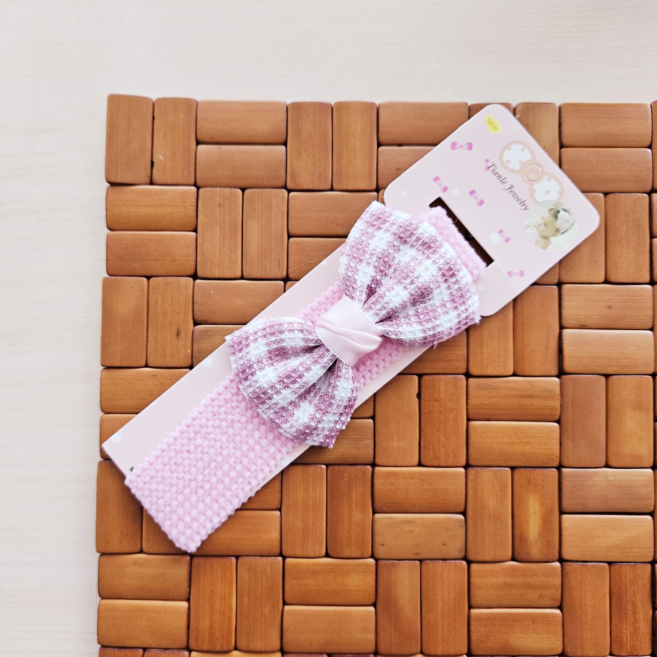 Head Bows -HB19-Pink & White - Pretty Plums