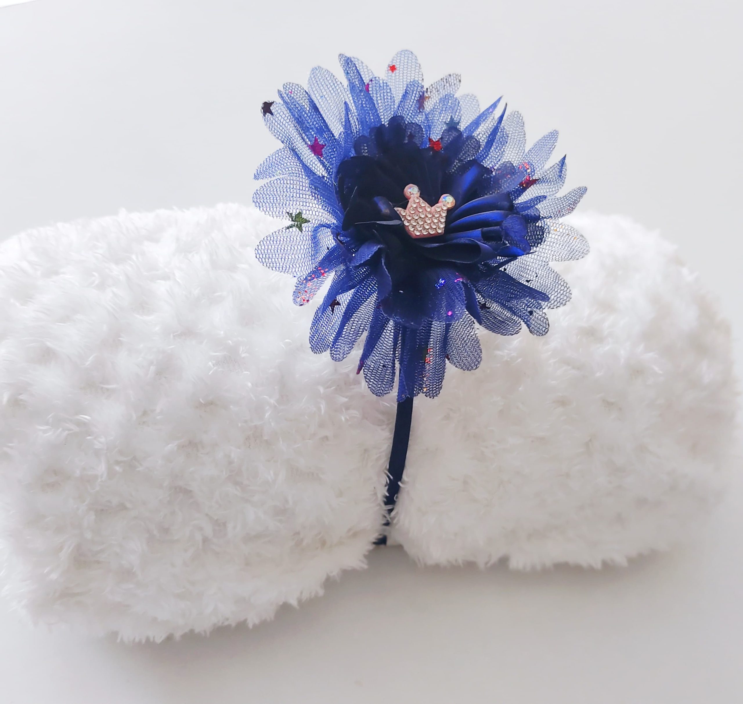 Head Bows -NRHB2- Navy Blue with Crown - Pretty Plums