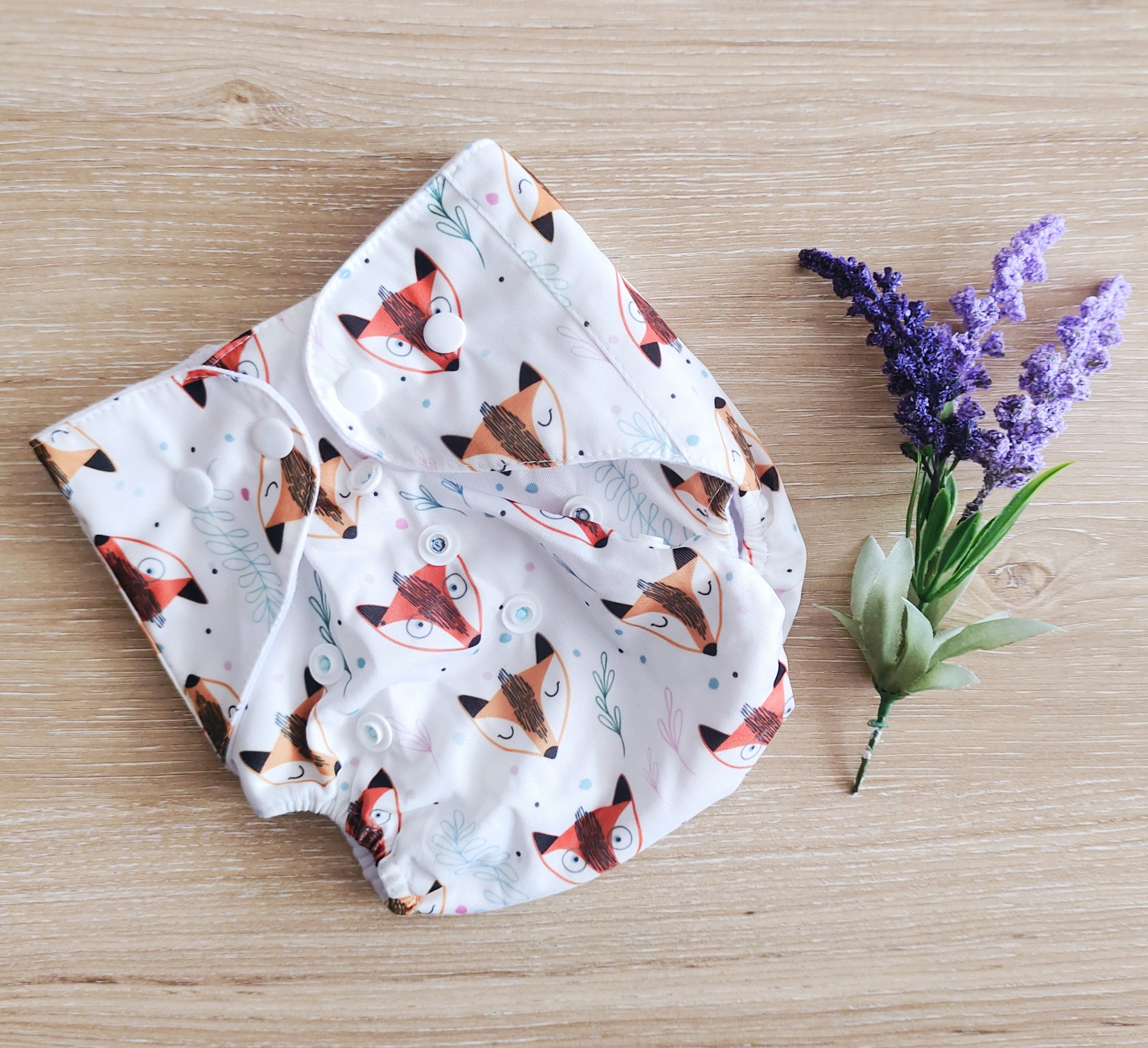 Reusable Fabric Diaper/Cloth Diaper-Fox Head - Pretty Plums