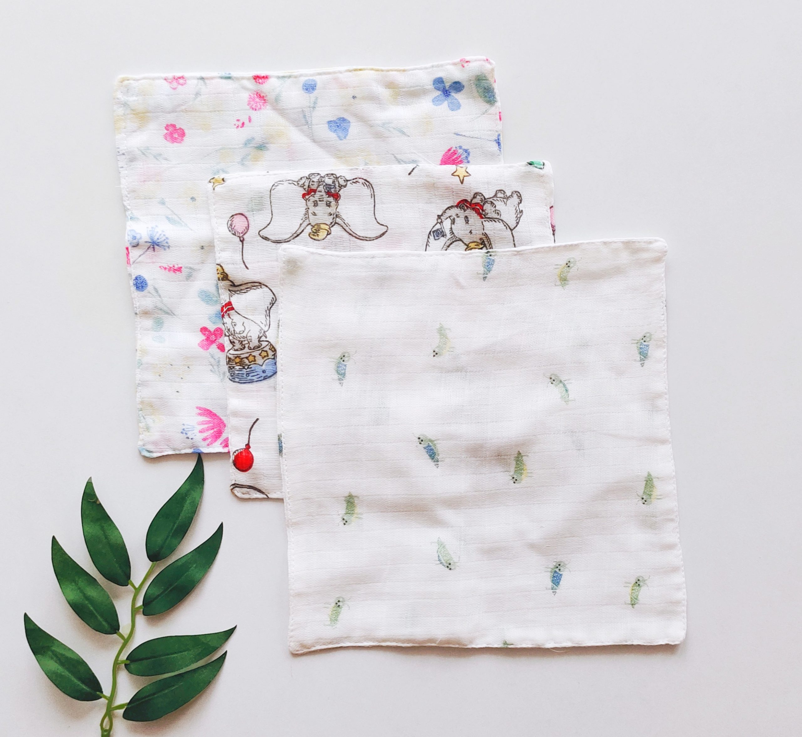 Muslin face towel Double Layer-Set Of 3-MN0017-FLOWERS, DUMBO ...