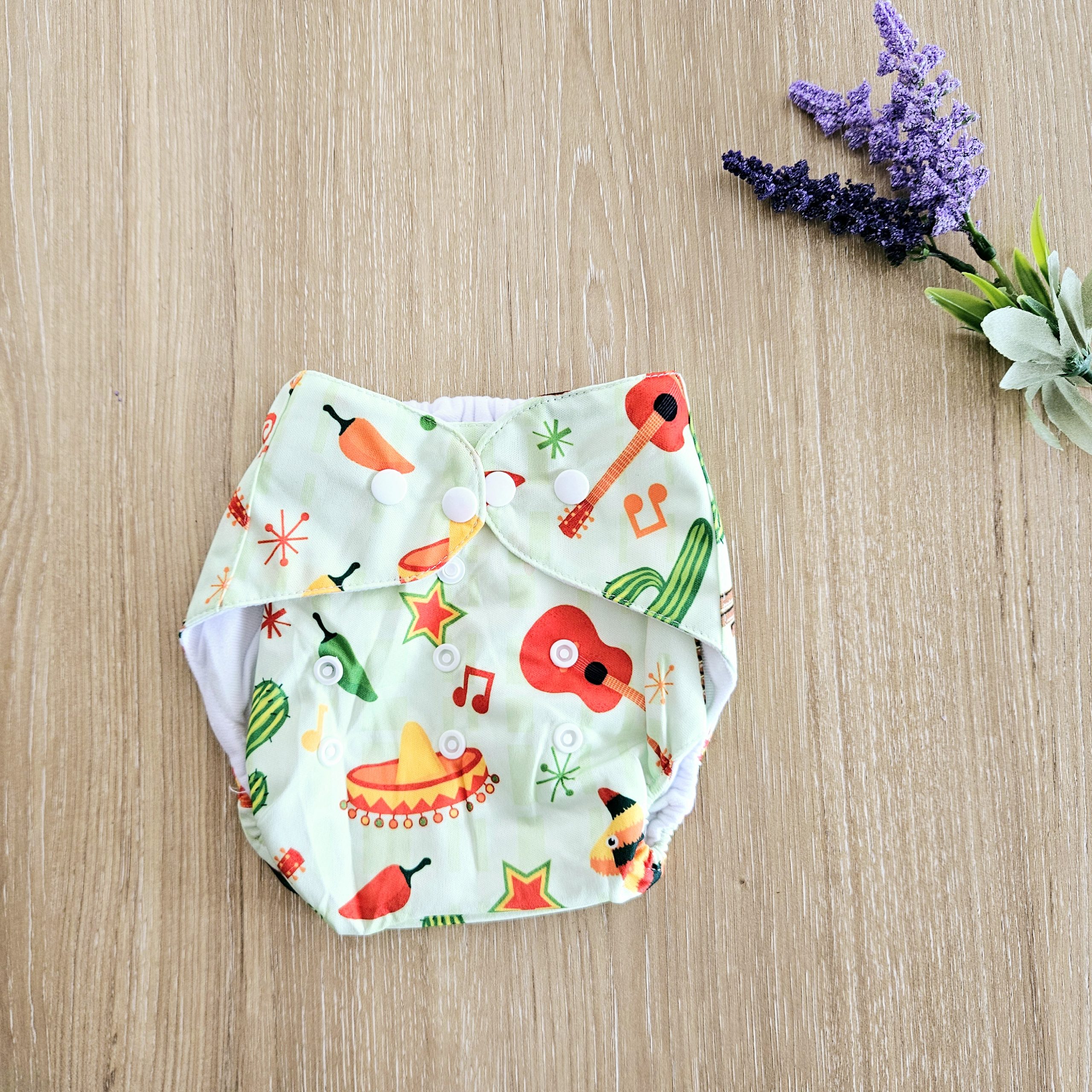 Reusable Fabric Diaper/Cloth Diaper- Green Cactus - Pretty Plums