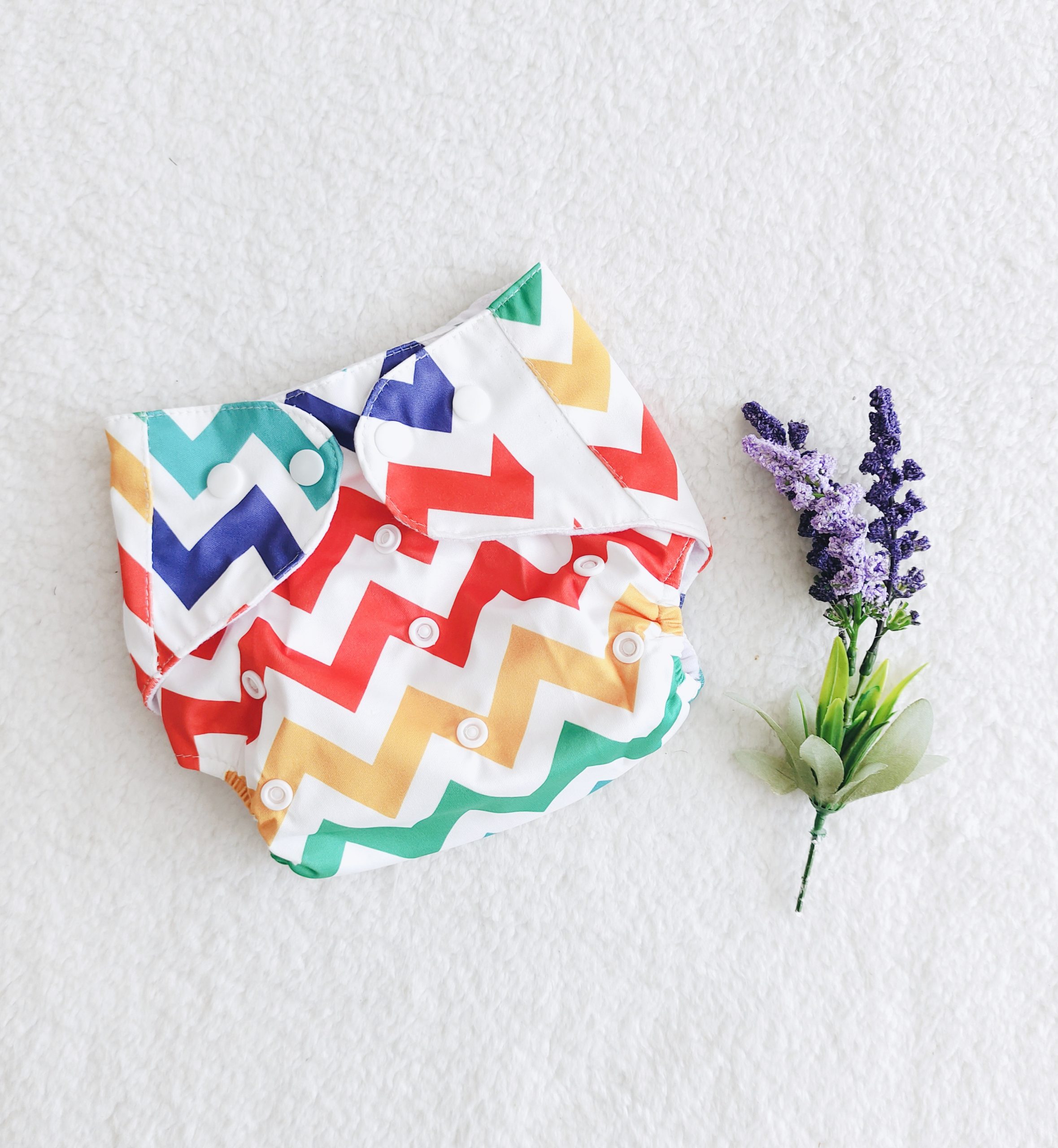 Reusable Fabric Diaper/Cloth Diaper- CDP2- Zigzag - Pretty Plums