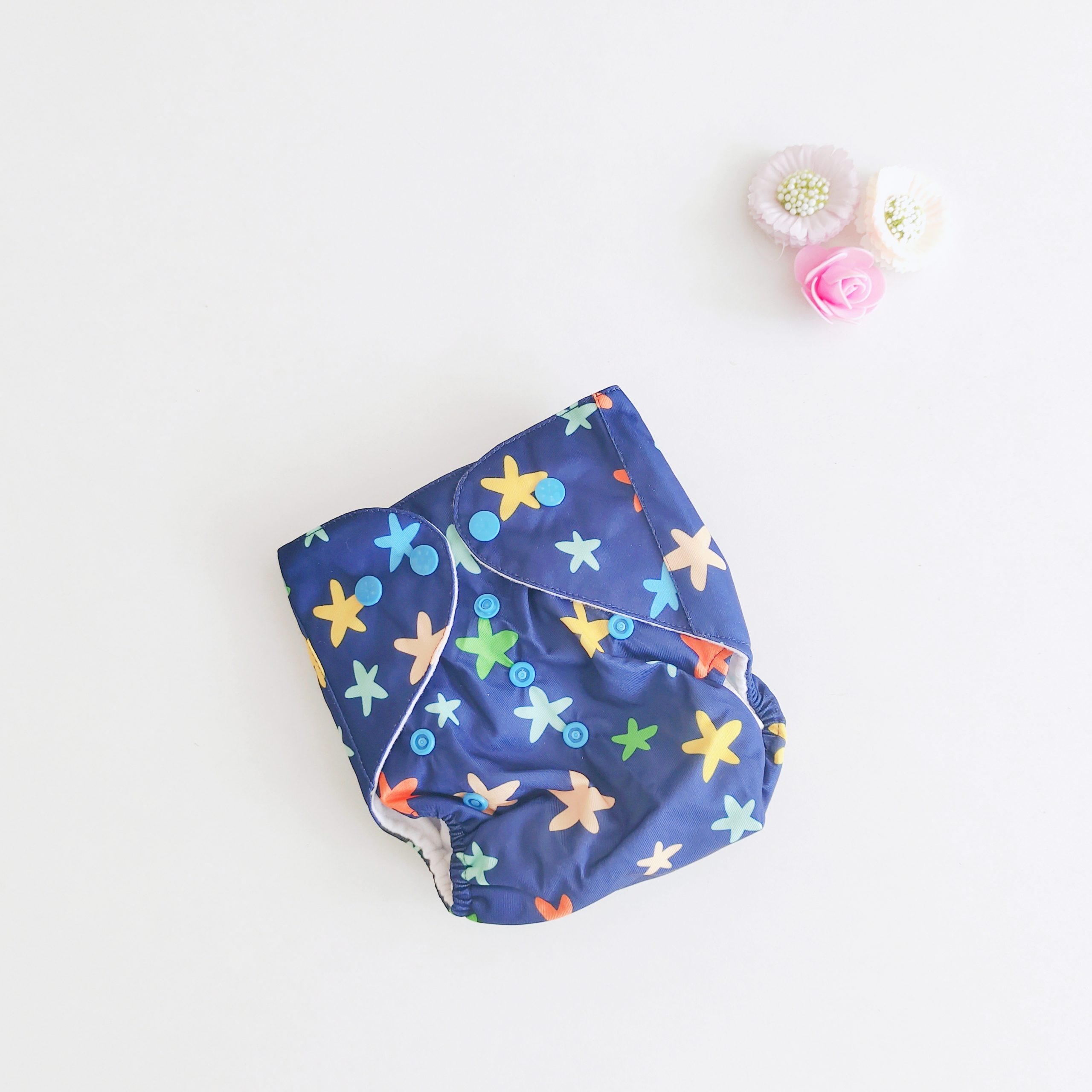 Reusable Fabric Diaper/Cloth Diaper- CDP2 - Navy Blue with Colorful ...