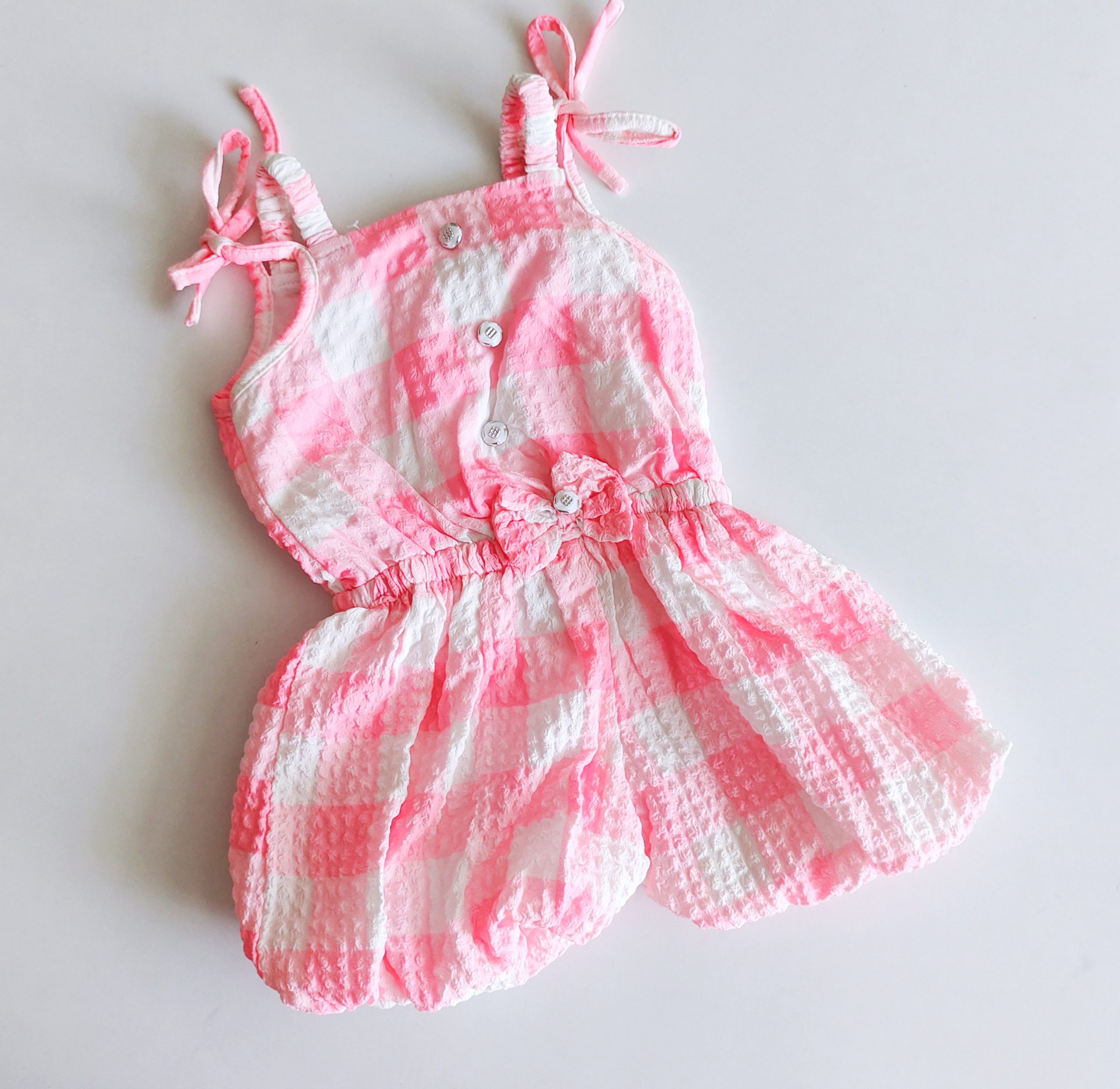 Girls Muslin Jump Suit - RR6692 - Pink and White Check - Pretty Plums