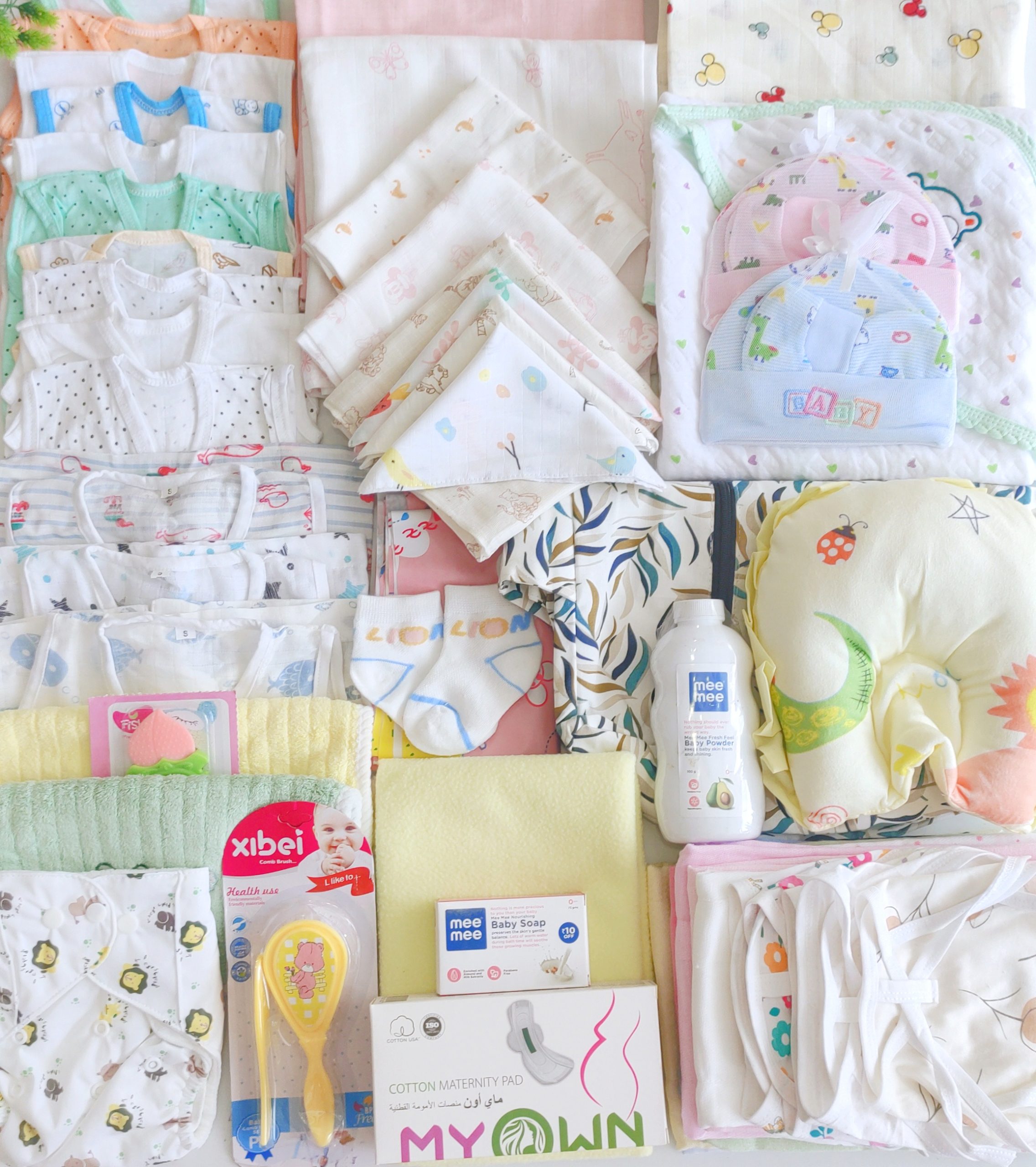 Assorted Hospital Set / Muslin New Born kit ( PACK OF 56 ) - HK1 ...
