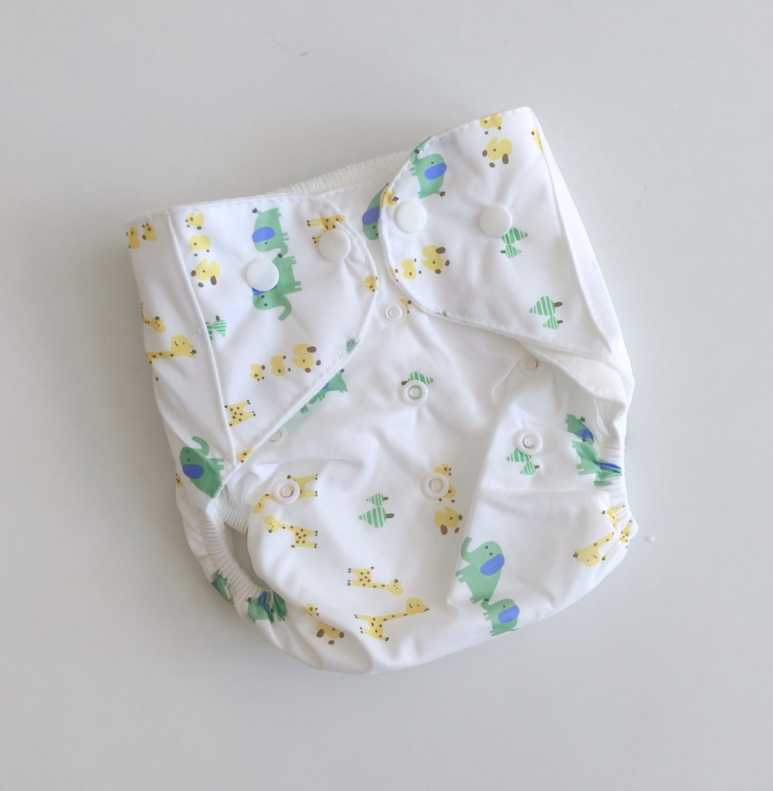 Reusable Fabric Diaper/Cloth Diaper- NRCDP - Green Elephant - Pretty Plums