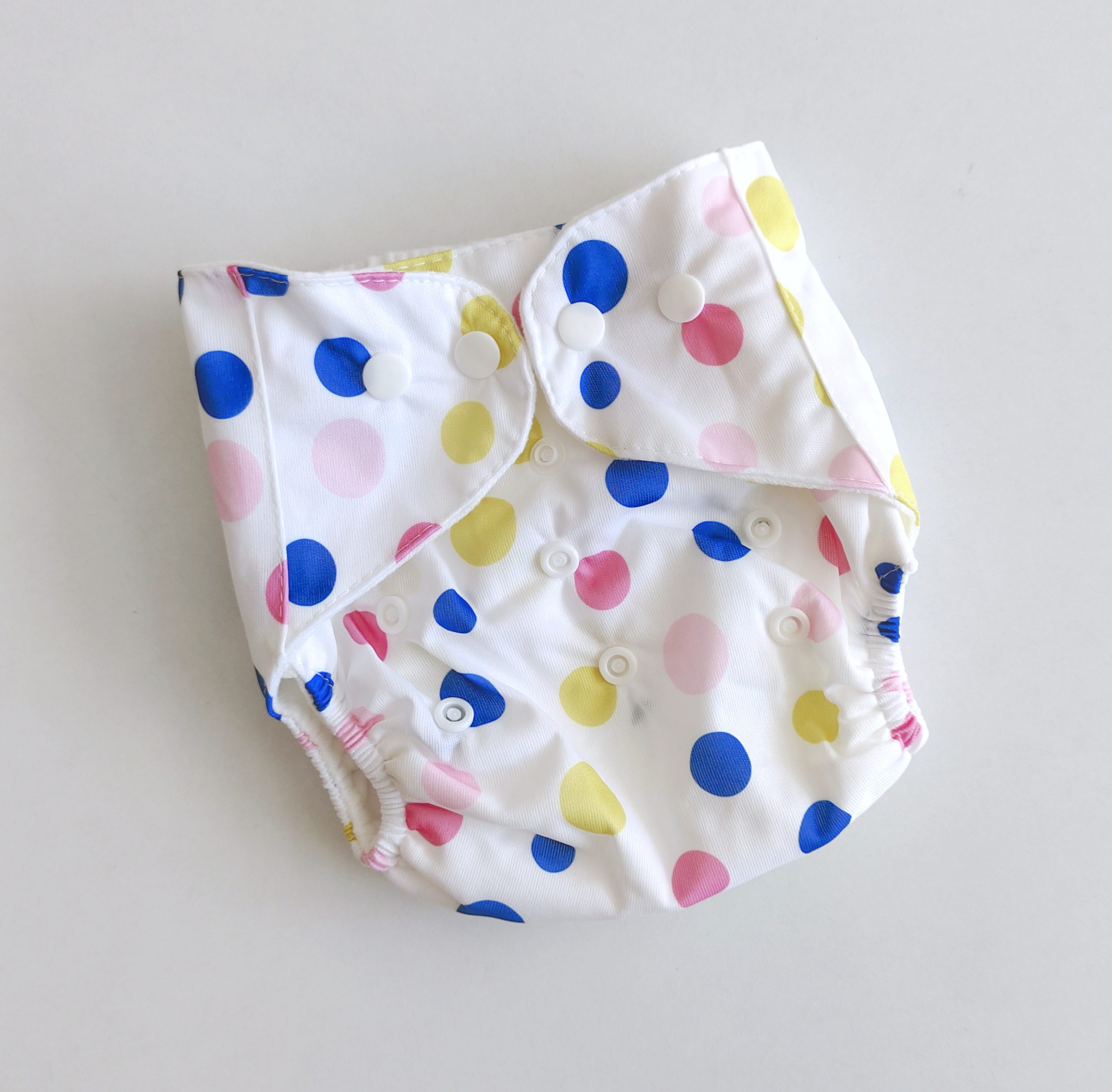 Reusable Fabric Diaper/Cloth Diaper- NRCDP - White With Color Circles ...