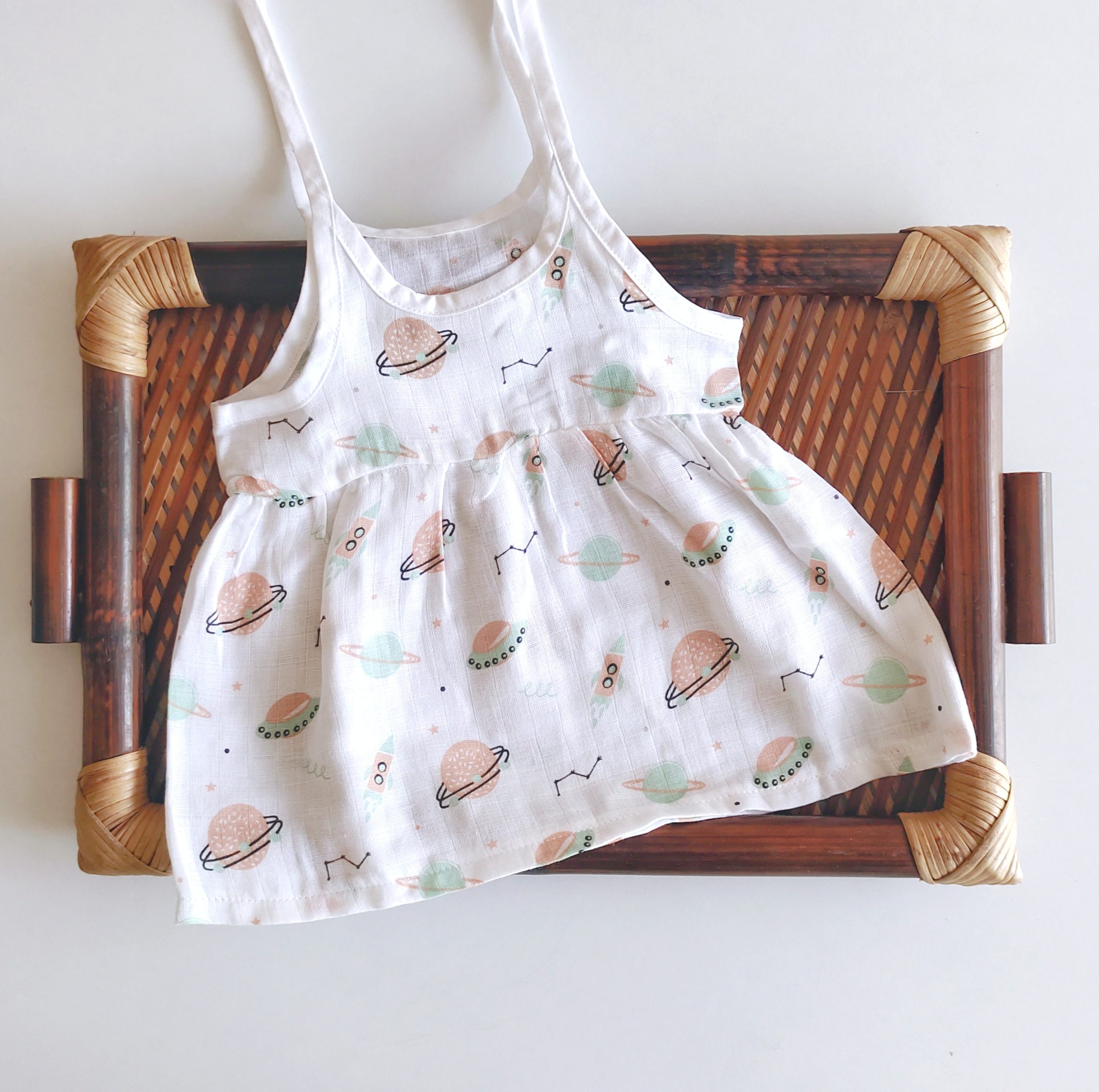 Muslin cotton frock - MNFK - Orange Space - Pretty Plums