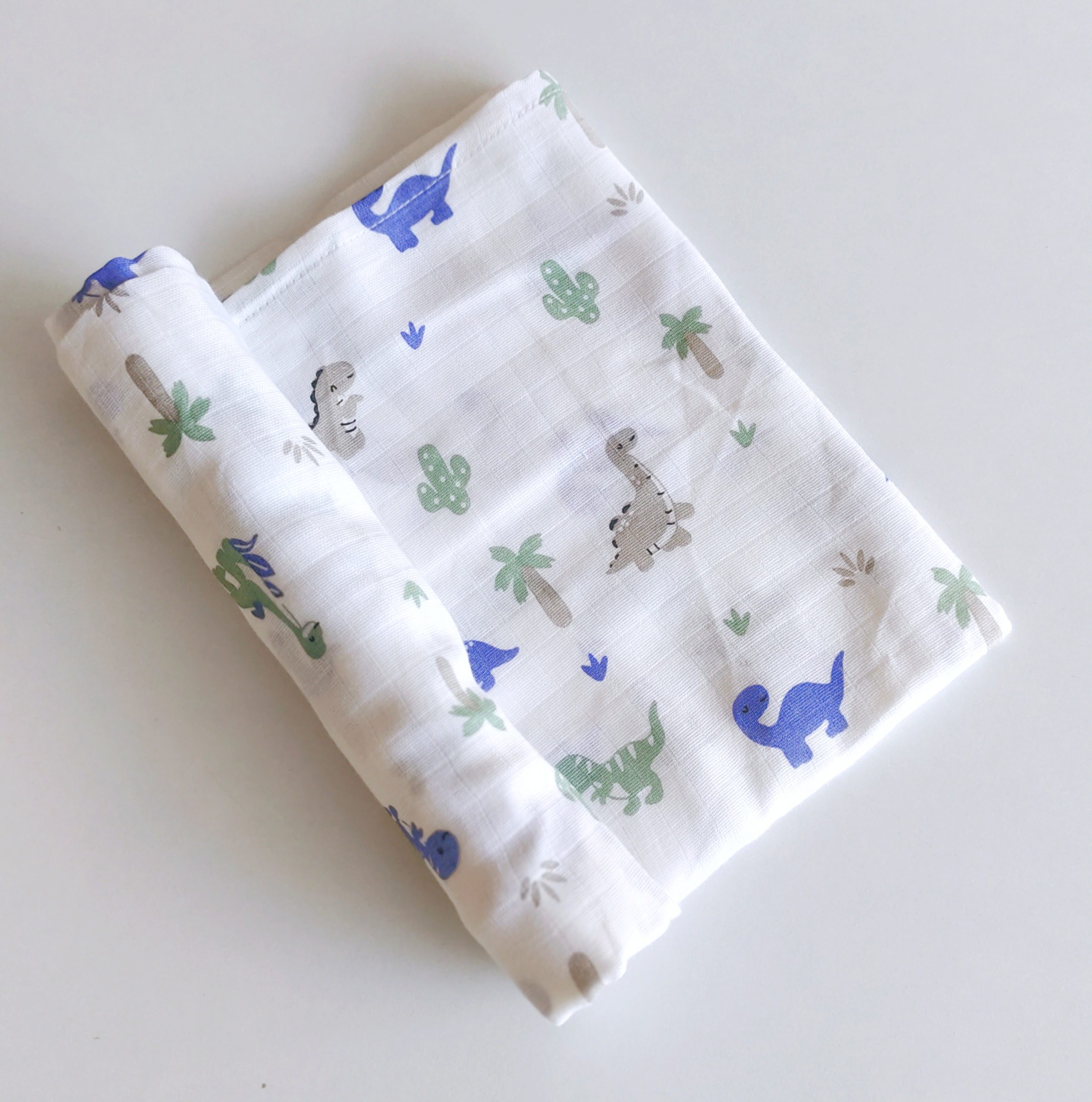 Muslin Cotton Swaddle - SWD - 100*100cms - Dino and Tree - Pretty Plums