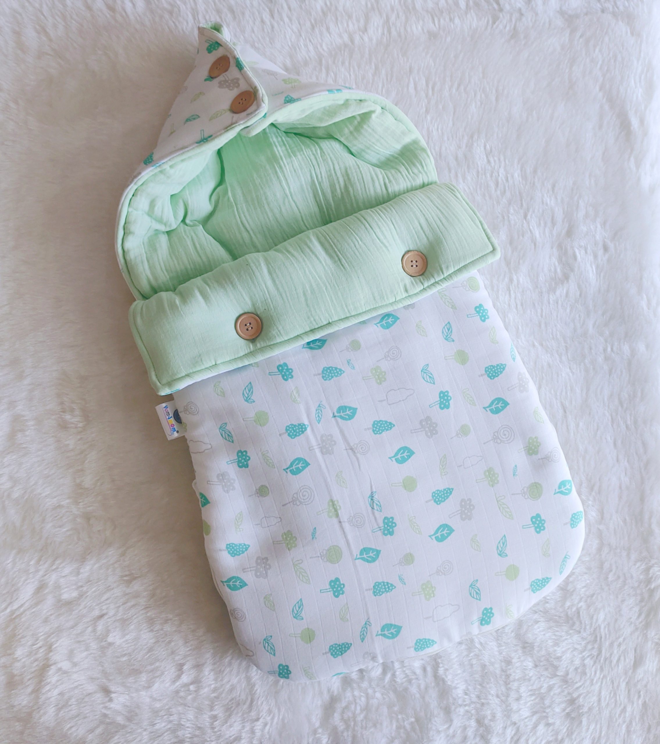 Muslin Cotton Kangaroo Wrapper - YMW02 -Green With Leaf and Tree ...