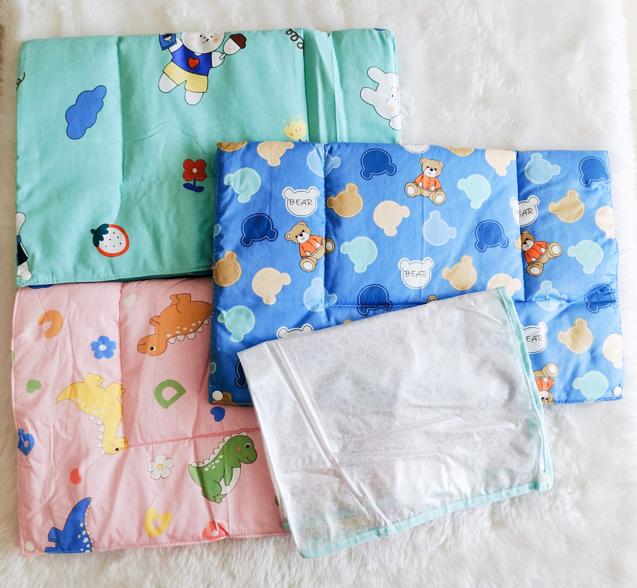 Diaper Changing Sheet - VCDS01 - Combo Pack of 3 - Pink Dino + Blue ...