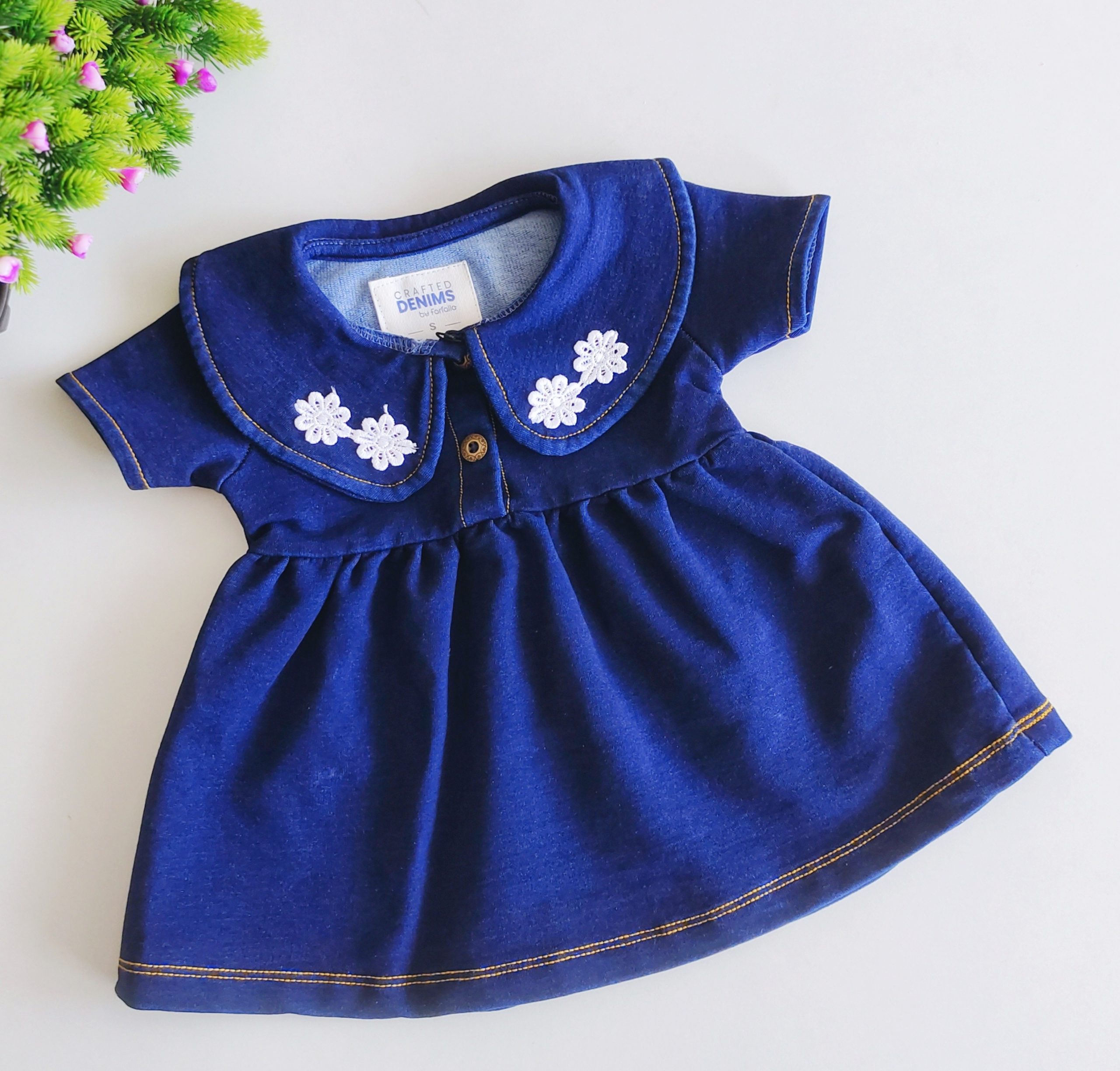 Girls Denim Frock - Dora - Dark Blue - Pretty Plums