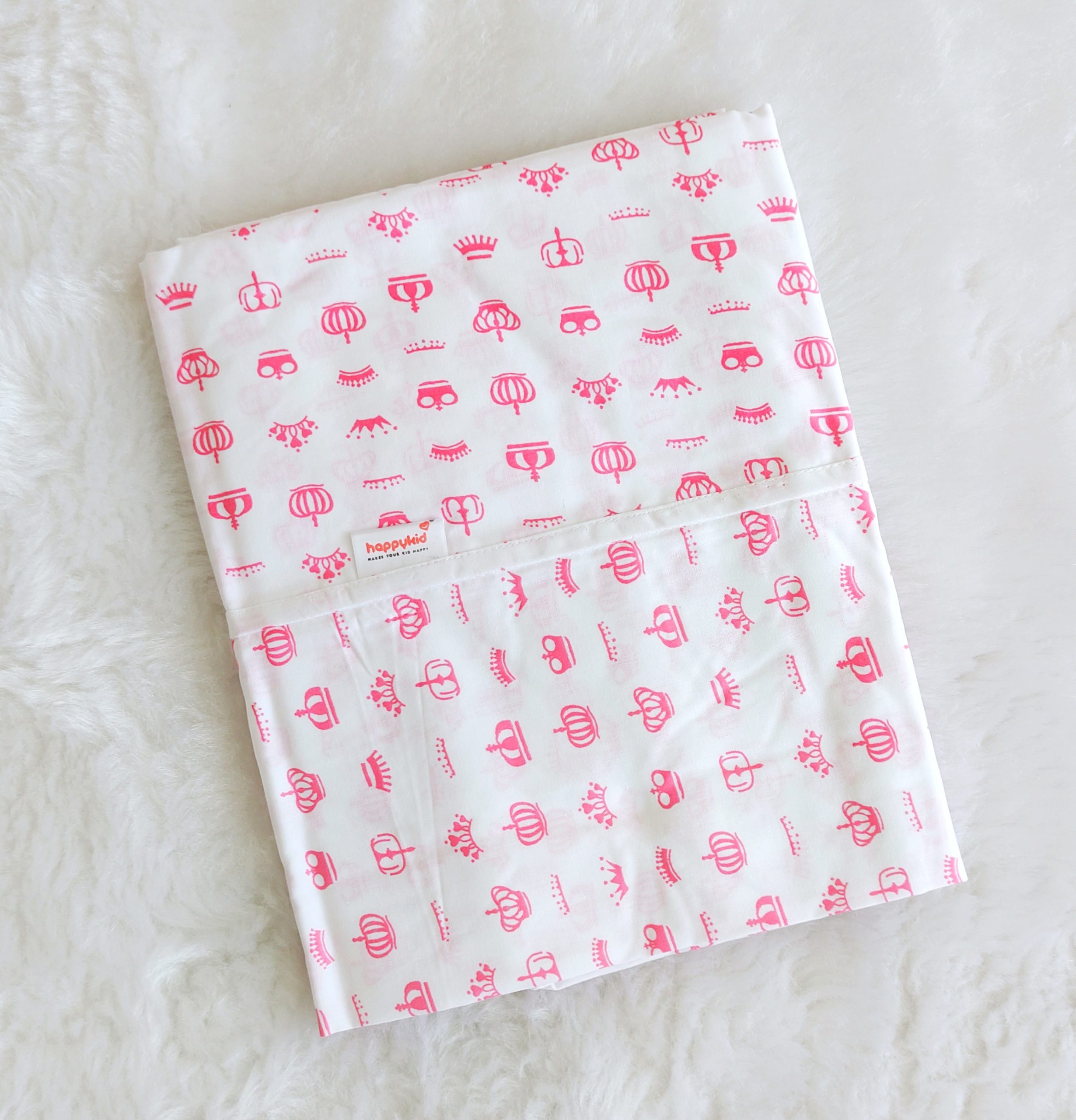 Cotton Cradle Cloth - HKCC - White With Pink Crown - Pretty Plums