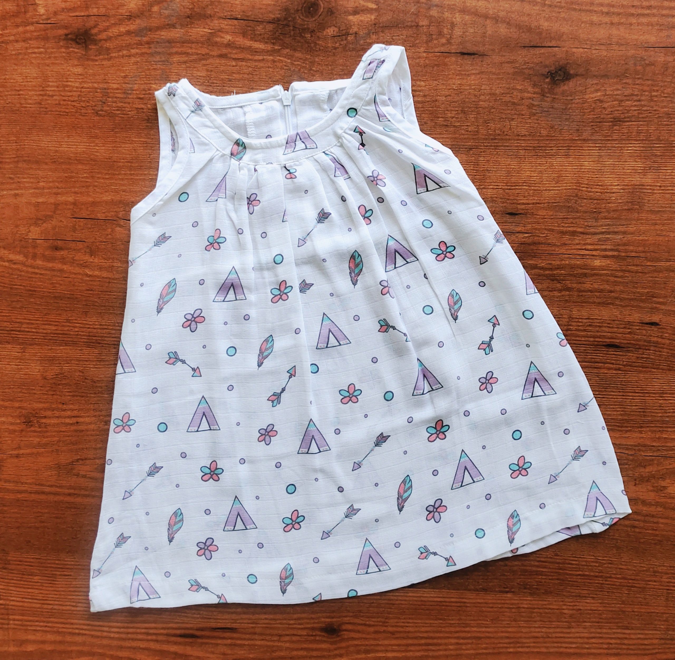 Muslin Cotton Sleeveless Frock - DFK - Purple Triangle and Arrow ...