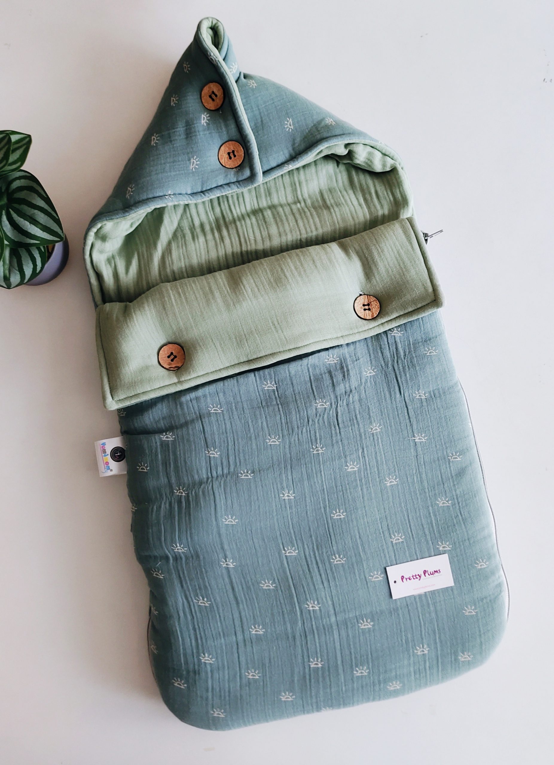 Muslin Cotton Kangaroo Wrapper - YMW02 - Green with White Sun - Pretty ...