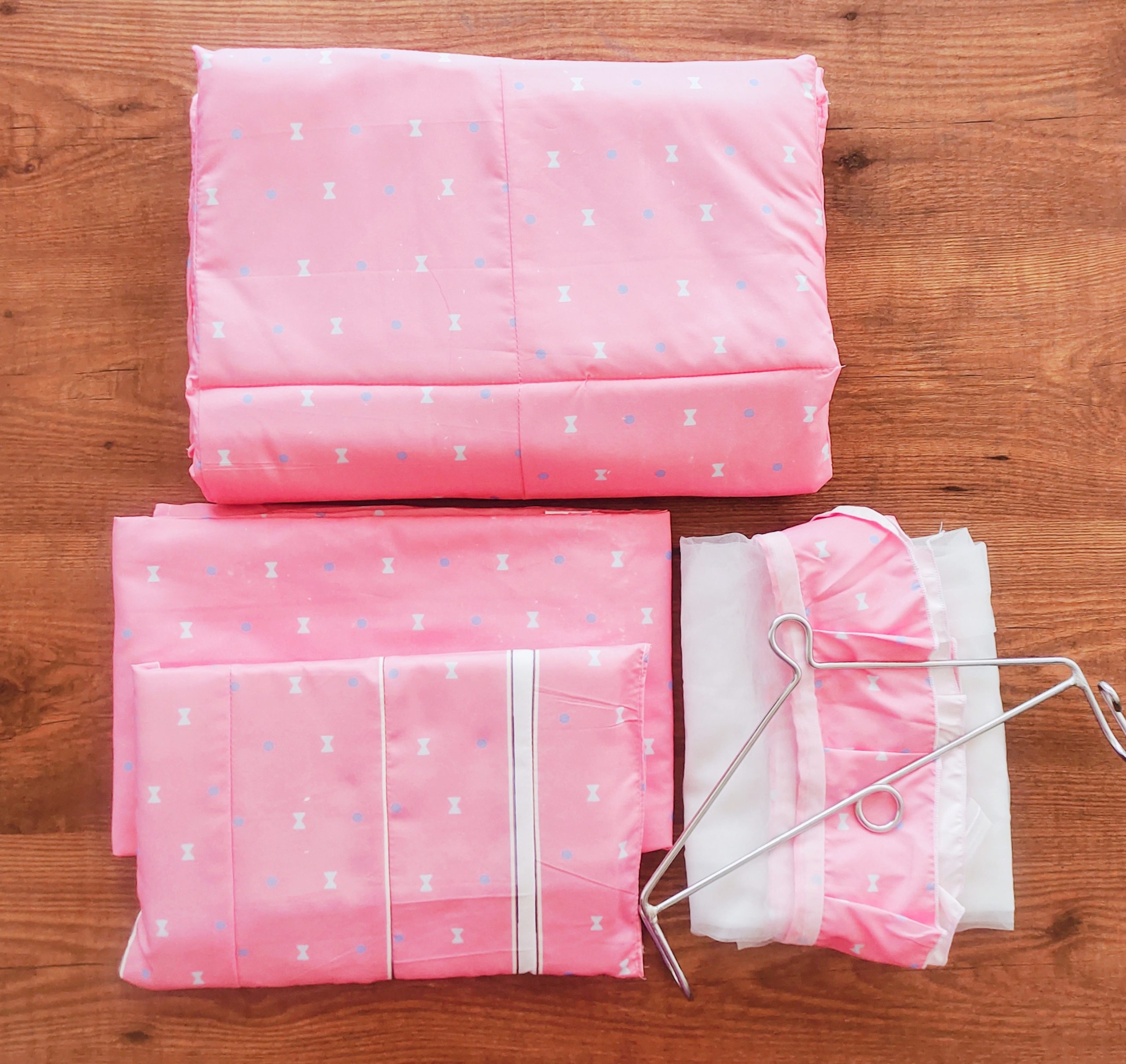 Cotton Cradle with Net, Bed, Pillow and Hanger – Pack of 5- Pink with ...