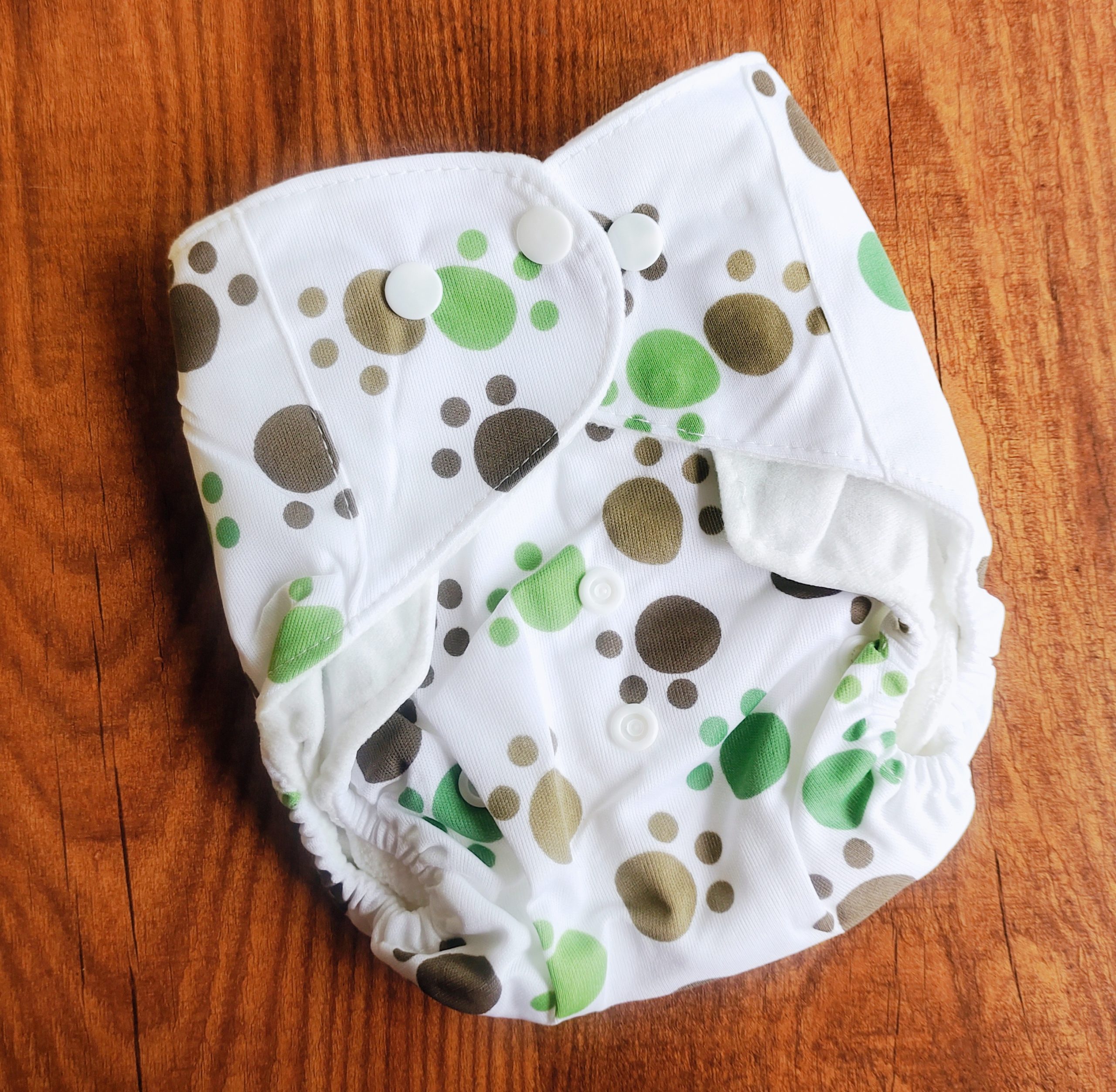 Reusable Fabric Diaper/Cloth Diaper- CDP1- White With Green Foot Print ...