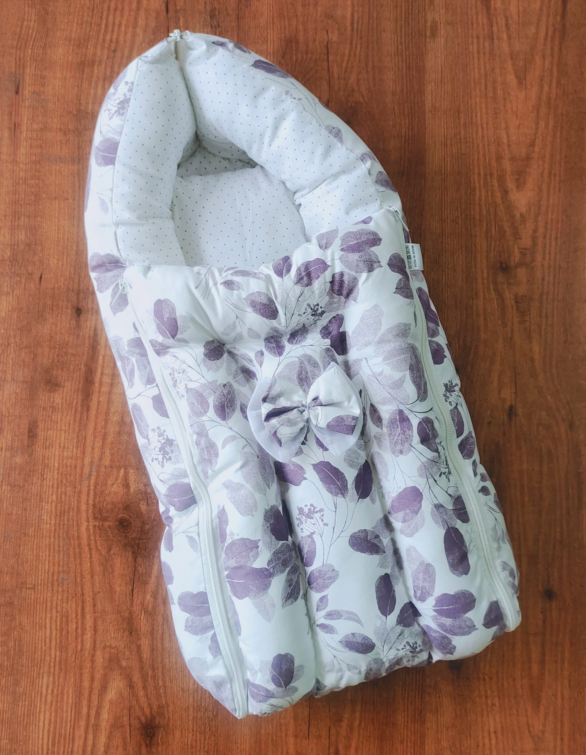 Cotton Kangaroo Wrapper - KW1 - White colour with Grape Floral Leaf ...