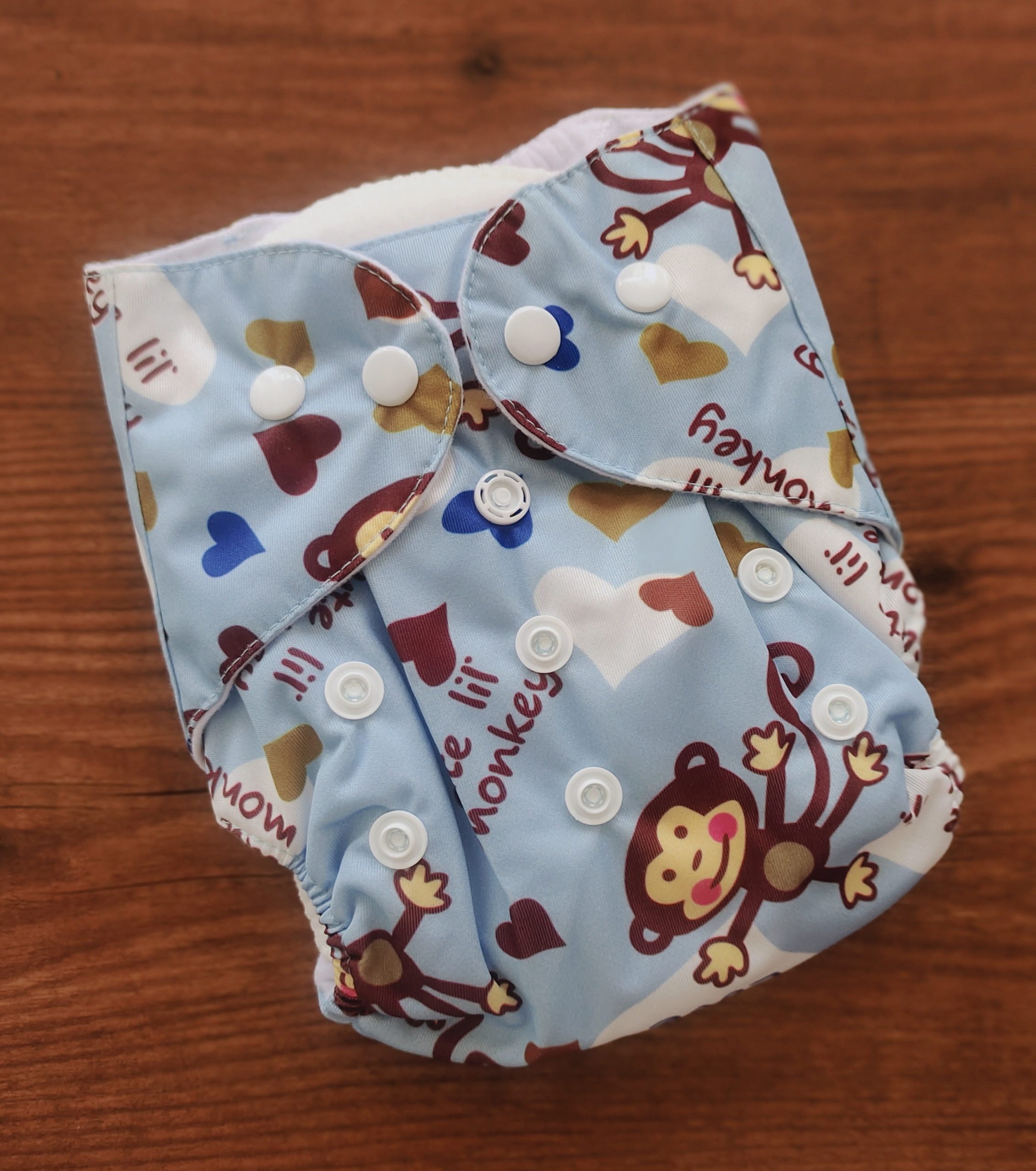 Reusable Fabric Diaper/Cloth Diaper - CDP2 - Blue Monkey - Pretty Plums