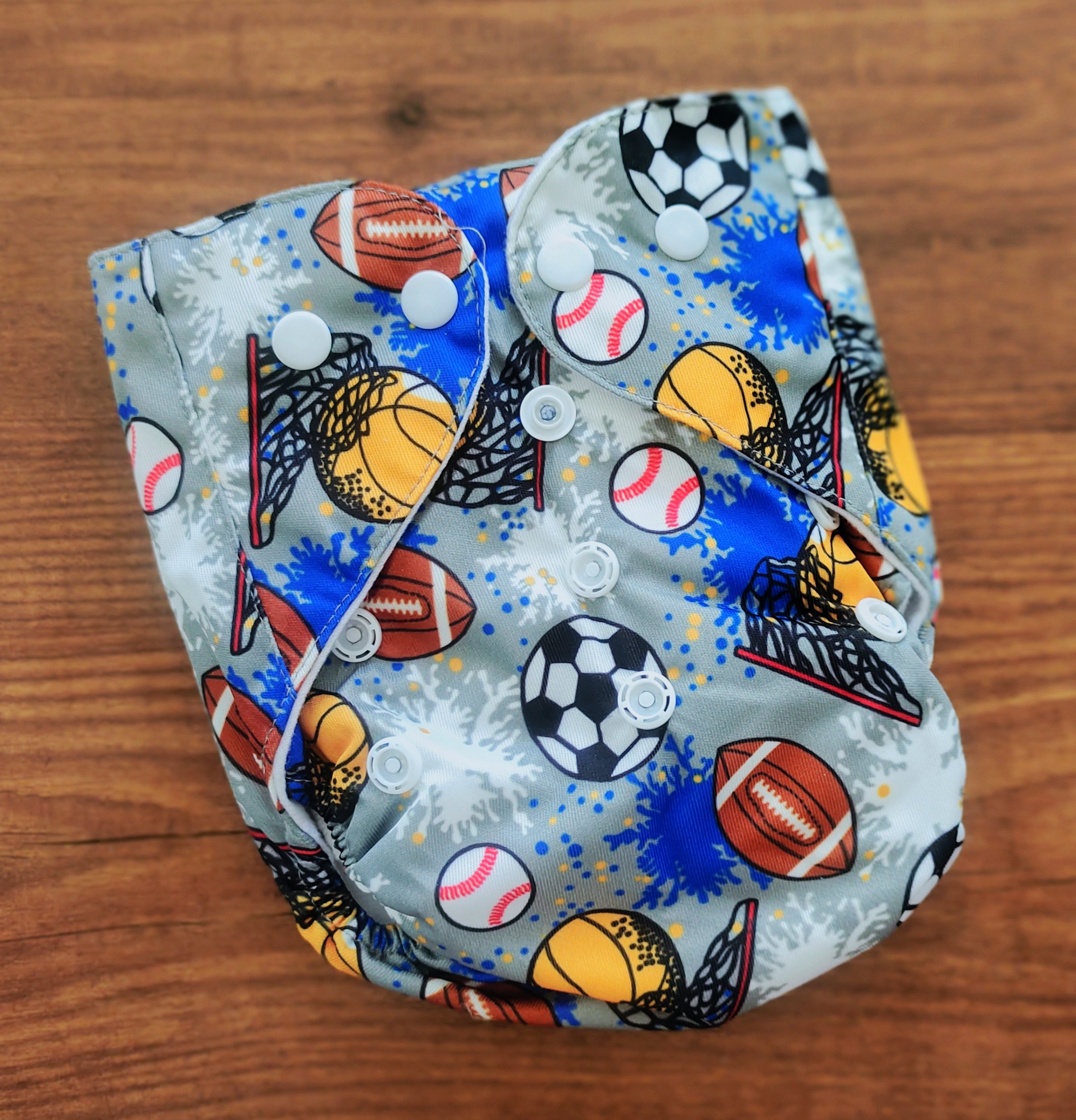 Reusable Fabric Diaper/Cloth Diaper - CDP2- Grey with Football - Pretty ...